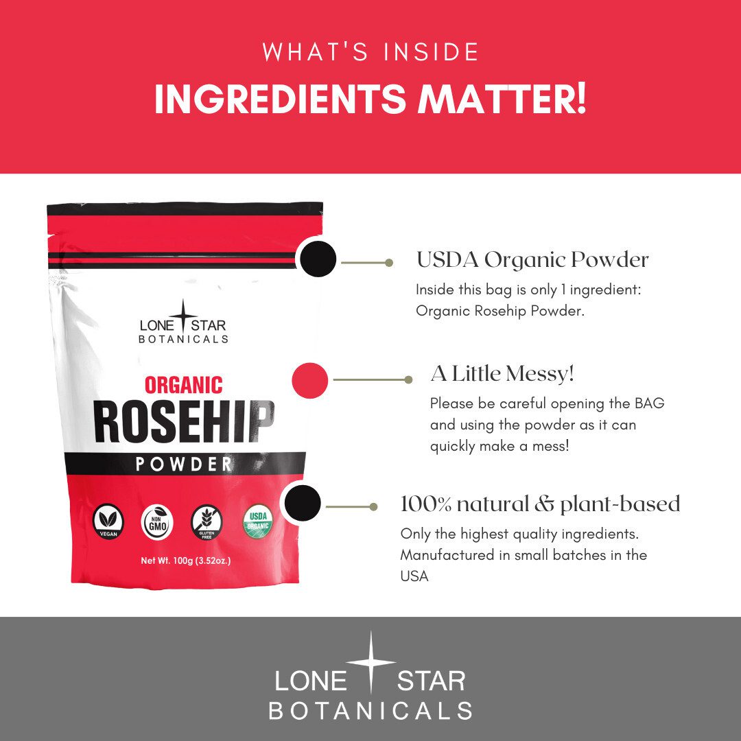 Rosehip Powder - 100g Bag - Lone Star Botanicals